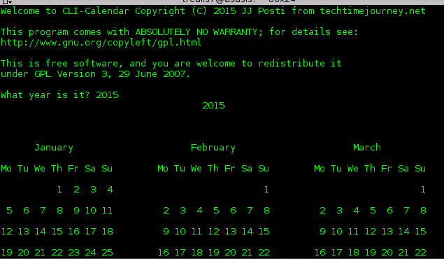 Cli Calendar Python Program Techtimejourney